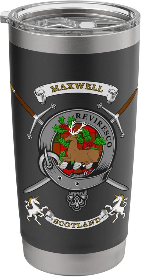 Maxwell Scottish Clan Badge Tartan And Swords Stainless