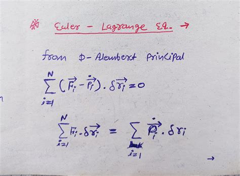 Euler Lagrange Equation Derivation Using Dalembert Principle