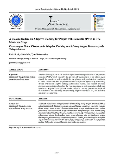 Pdf Perancangan Sistem Closure Pada Adaptive Clothing Untuk Orang Dengan Demensia Odd Tahap