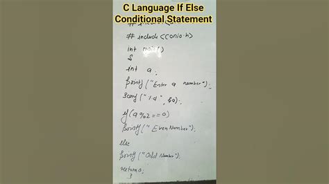 C Language If Else Conditional Statement Clanguage Ctutorialinhindi Cprogramming Cshorts