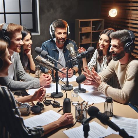 Engaging Podcast Interview In Professional Studio AI Art Generator