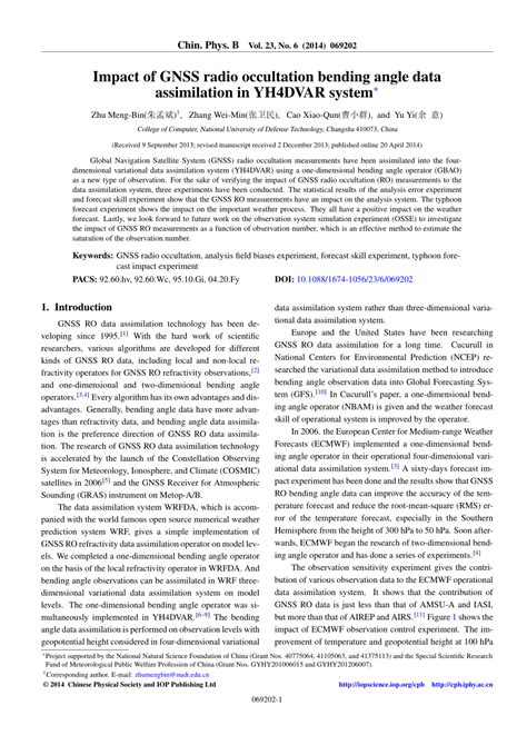 Impact Of Gnss Radio Occultation Bending Angle Data Assimilation In Yh4dvar System Request Pdf