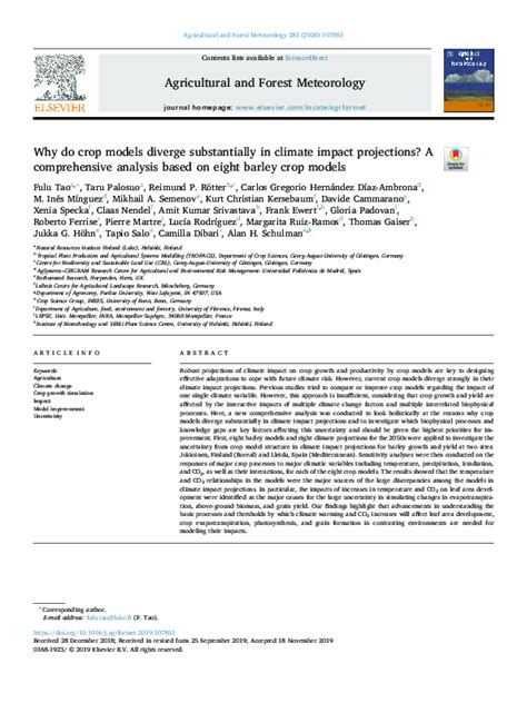 Pdf Why Do Crop Models Diverge Substantially In Climate Impact