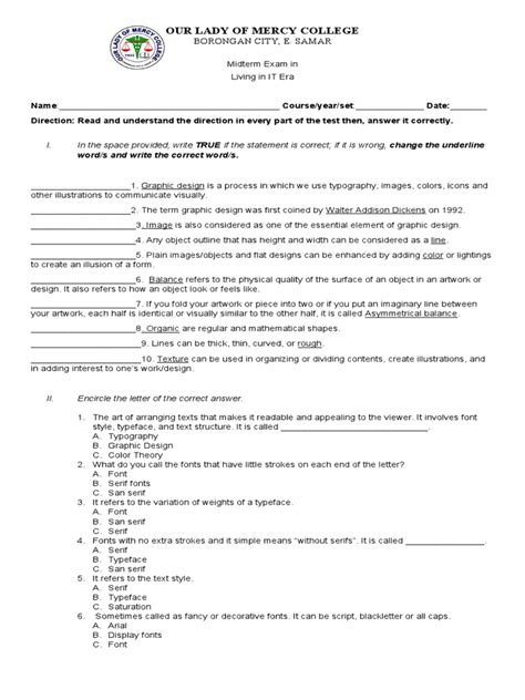 it midterm exam pdf typefaces serif