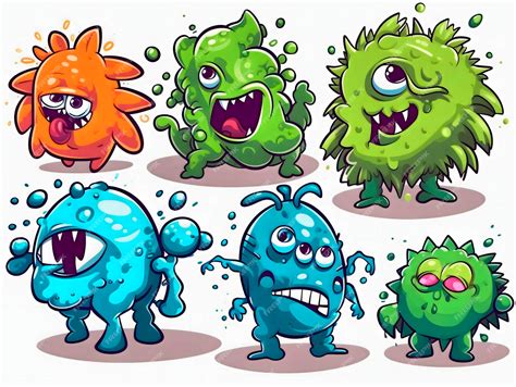 Un Conjunto De Gérmenes De Dibujos Animados Sobre Un Fondo Blanco En
