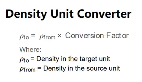 Density Unit Converter Convert Between Density Units