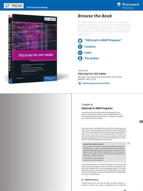 Reading Sample Sap Press Sqlscript For Sap Hana Pdf Method Computer Programming Class