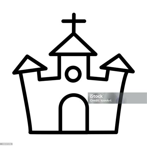 모양 컬렉션에서 기독교 교회 아이콘 얇은 선형 기독교 교회 교회 흰색 배경에 고립 된 교차 윤곽 아이콘 라인 벡터 기독교 교회 기호 웹 및 모바일 기호 0명에 대한 스톡