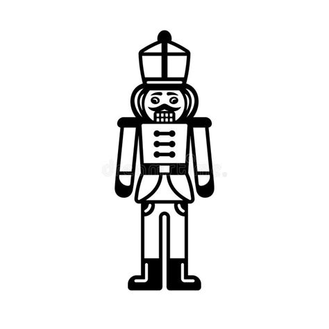 Nutcracker Toy Vector Outline Icon Black Illustration Isolated On White