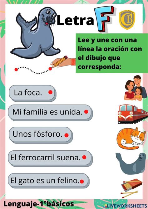 Oraciones con letra F worksheet Lecciones de lectura Lectura de comprensión Actividades de