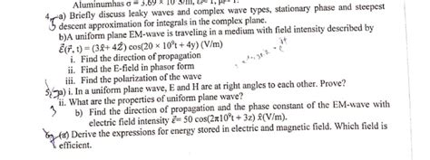 Solved ﻿a ﻿briefly Discuss Leaky Waves And Complex Wave