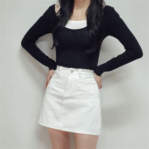 [당일출고 핏보장 재진행] Solo 베이직 하이웨스트 A라인 코튼 면 데님 미니 스커트 청 치마