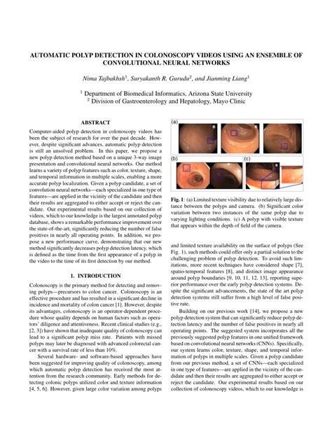Pdf Automatic Polyp Detection In Colonoscopy Videos Using An Ensemble