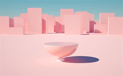 3d 렌더링의 제품 디스플레이를 위한 세련된 야외 장면에서 반구 핑크 포디움 광고 배경 및 프레젠테이션을 위한 현실적인 받침대 빈 플랫폼 0명에 대한 스톡 사진 및 기타
