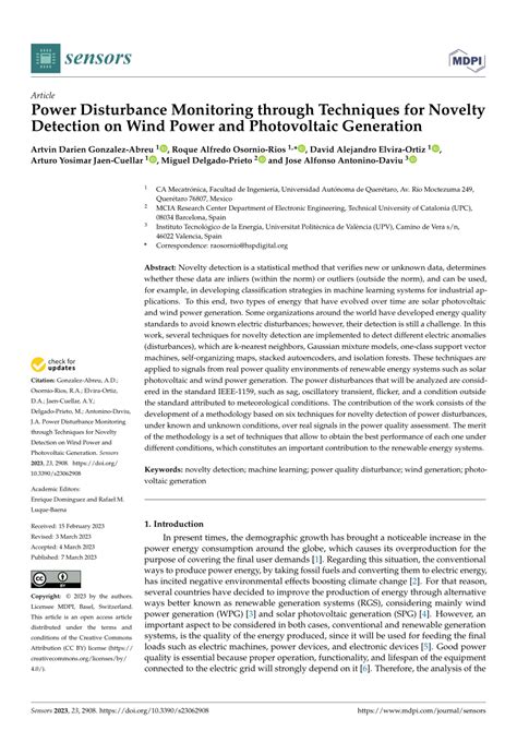 Pdf Power Disturbance Monitoring Through Techniques For Novelty