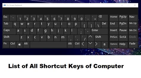 List Of All Shortcut Keys Of Computer From A To Z A To Z Color