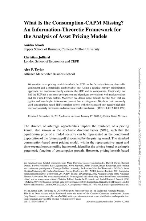 Pdf What Is The Consumption Capm Missing An Information Theoretic