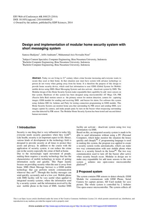 Pdf Design And Implementation Of Modular Home Security System With Short Messaging System