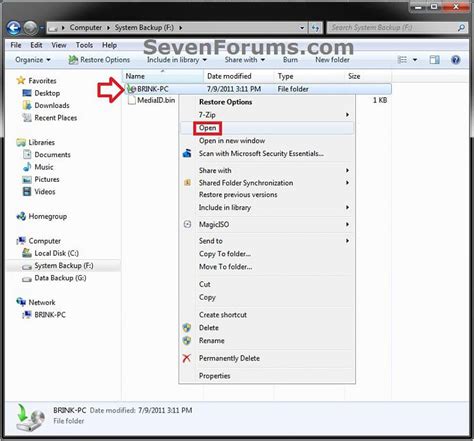 Backup Manually Extract Files From In Vista And Windows 7 Tutorials
