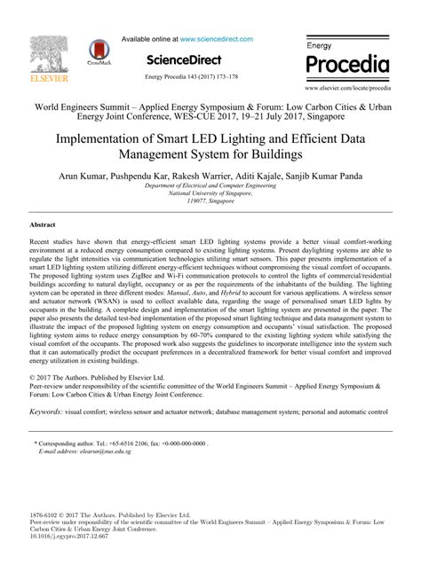 pdf implementation of smart led lighting and efficient data management system for buildings
