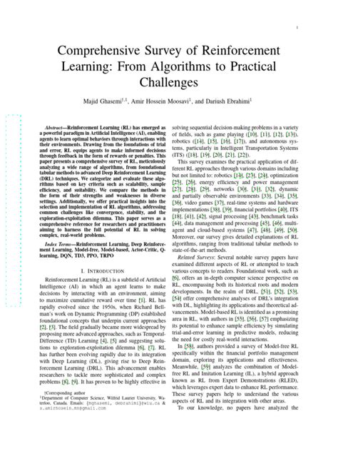 Comprehensive Survey Of Reinforcement Learning From Algorithms To