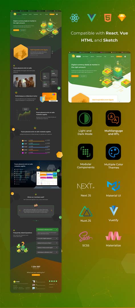 Cryptolux Crypto Currency Landing Page React Vue HTML5 And Sketch Template