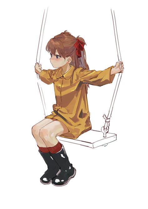 Safebooru 1girl Absurdres Aged Down Black Footwear Blue Eyes Blush