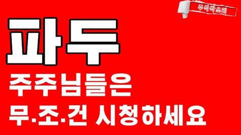 파두 전망 주주님들은 무조건 필수시청 중요합니다 Youtube