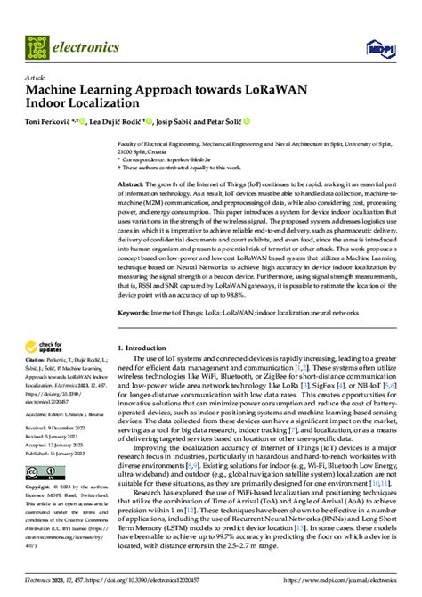 Pdf Machine Learning Approach Towards Lorawan Indoor Localization