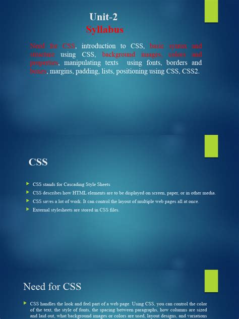 Unit Ii Style Sheets Full Pdf Html Internet