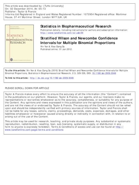 Pdf Stratified Wilson And Newcombe Confidence Intervals For Multiple