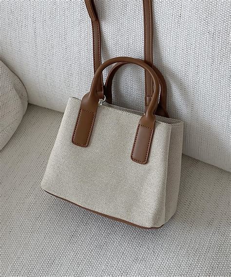 바이닐로 콤비 캔버스 스퀘어 사각 토트백