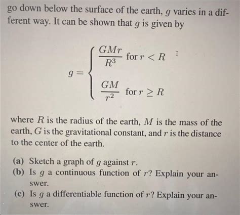 Solved The Acceleration Due To Gravity G Varies With
