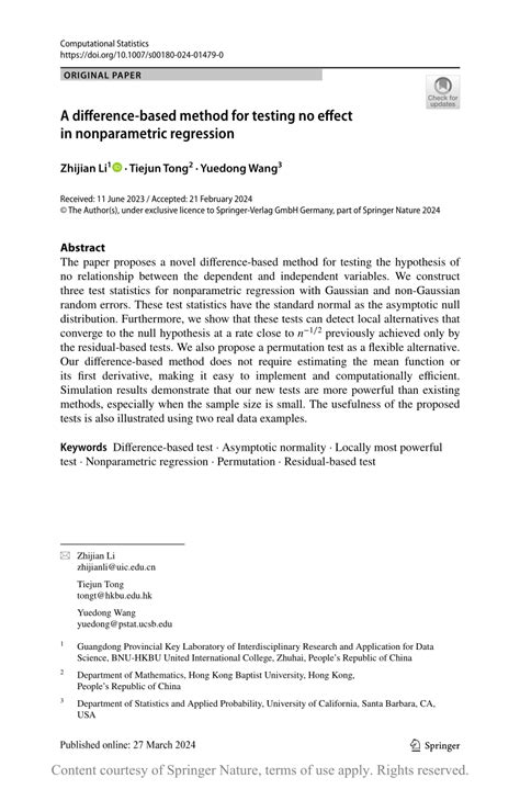 A Difference Based Method For Testing No Effect In Nonparametric Regression
