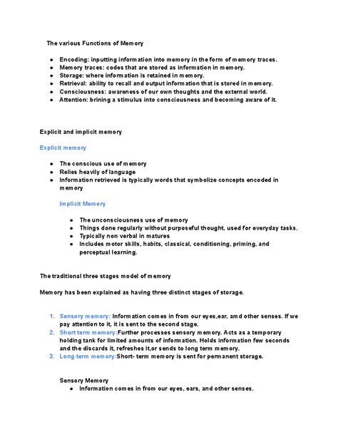 memory psychology 02 these documents consist information definitions summarizations on