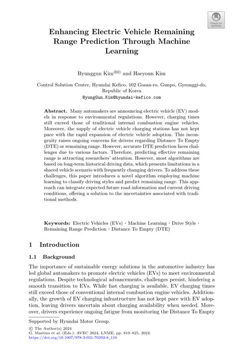 Pdf Enhancing Electric Vehicle Remaining Range Prediction Through Machine Learning