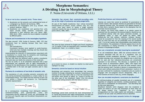 pdf morpheme semantics a dividing line in morphological theory