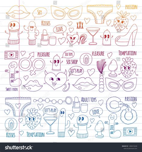 Funny Icons Sex Shop Cute Cartoon Stock Vector Royalty Free 1280410240 Shutterstock