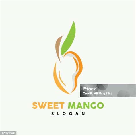 망고 로고 신선한 과일 벡터 추상적인 선 스타일 디자인 아이콘 템플릿 일러스트레이션 건강한 식생활에 대한 스톡 벡터 아트 및 기타 이미지 건강한 식생활 과일 귀여운