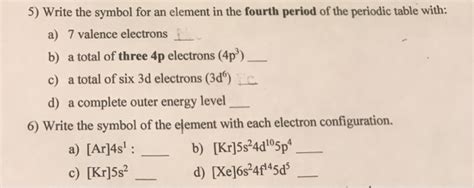 Solved Write The Symbol For An Element In The Fourth Chegg