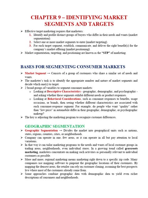 Chapter 9 Identifying Market Segments And Targets Pdf Market Segmentation Marketing