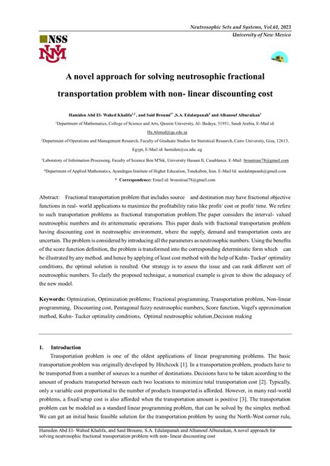 Pdf A Novel Approach For Solving Neutrosophic Fractional