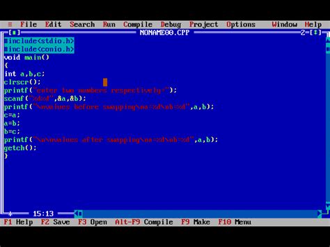 c program for swapping between two numbers using third variable