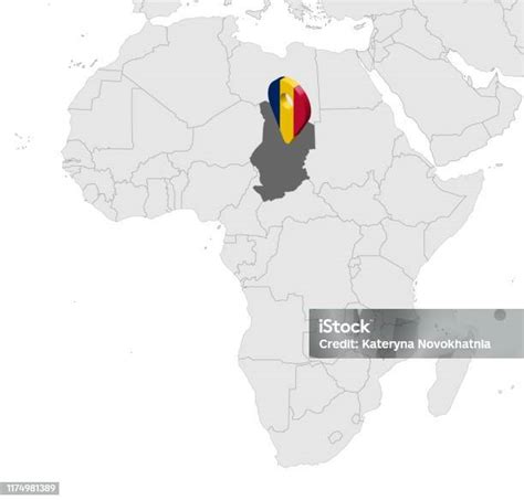 지도 아프리카에 차드의 위치지도 차드 국기지도 마커 위치 핀의 3d 공화국 차드의 고품질지도 벡터 일러스트 레이션 Eps10 0