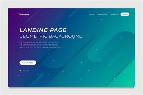 기하학적 최소한의 방문 페이지 템플릿 무료 벡터