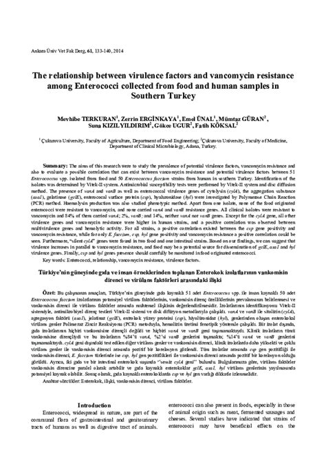 Pdf The Relationship Between Virulence Factors And Vancomycin Resistance Among Enterococci