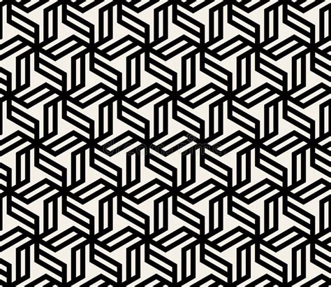 Vector Seamless Black And White Abstract Geometric Hexagonal Lines Pattern Stock Vector