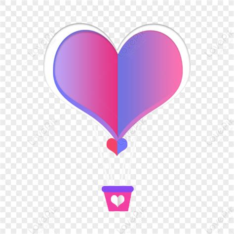 퍼플 그라데이션 사랑 뜨거운 공기 풍선 일러스트 발렌타인 데이 종이 잘라구배만화 Png 일러스트 무료 다운로드 Lovepik