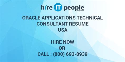Oracle Applications Technical Consultant Resume Hire It People We Get It Done