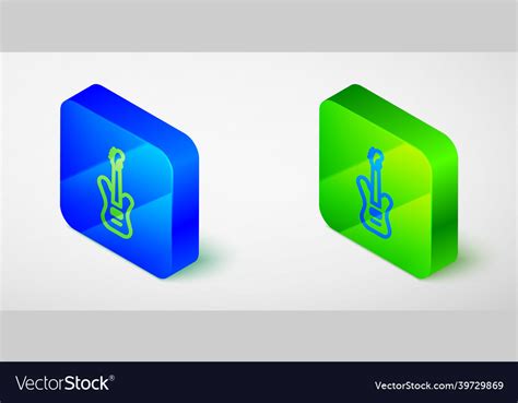 Isometric Line Electric Bass Guitar Icon Isolated Vector Image